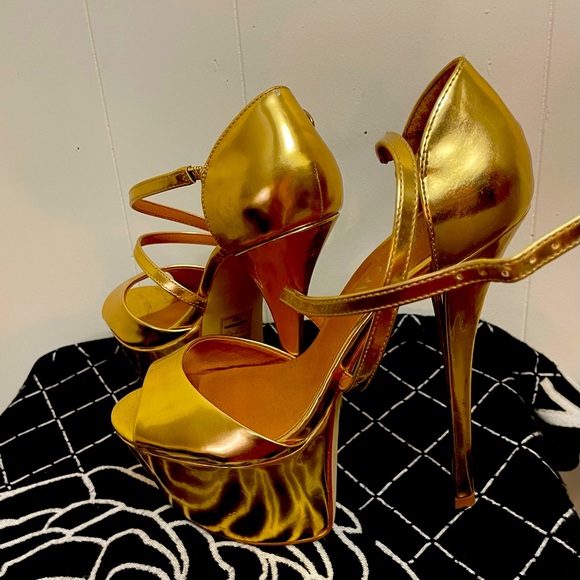Paper Fox | Shoes | Gold High Heel Sandals | Poshmark